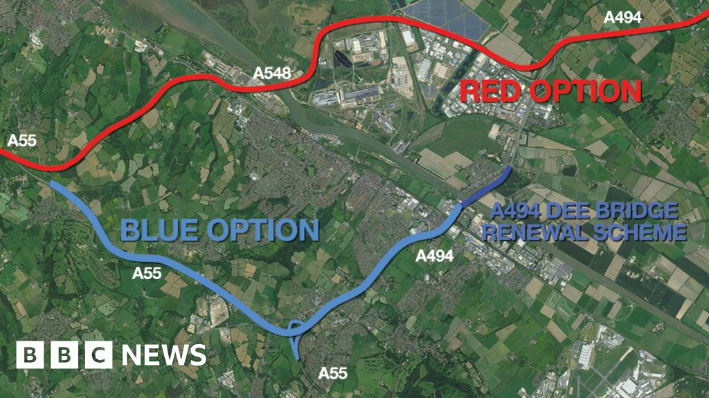 £200m A55 and A494 Deeside red road preferred by council - BBC News