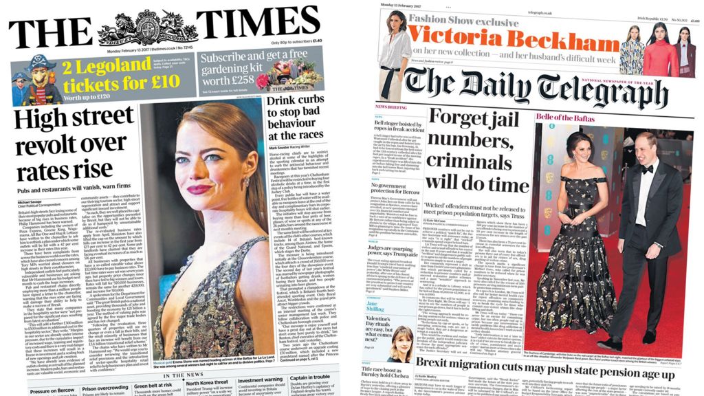 Newspaper headlines: Crime and punishment divides press - BBC News