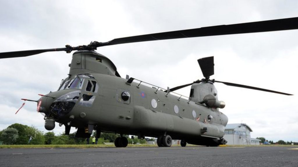 RAF unveils first of 14 new Chinook helicopters - BBC News